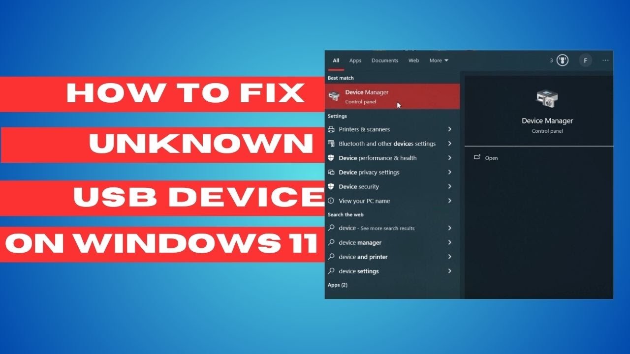 Fix Unknown USB Device (Device Descriptor Request Failed) Windows 11/10 ...