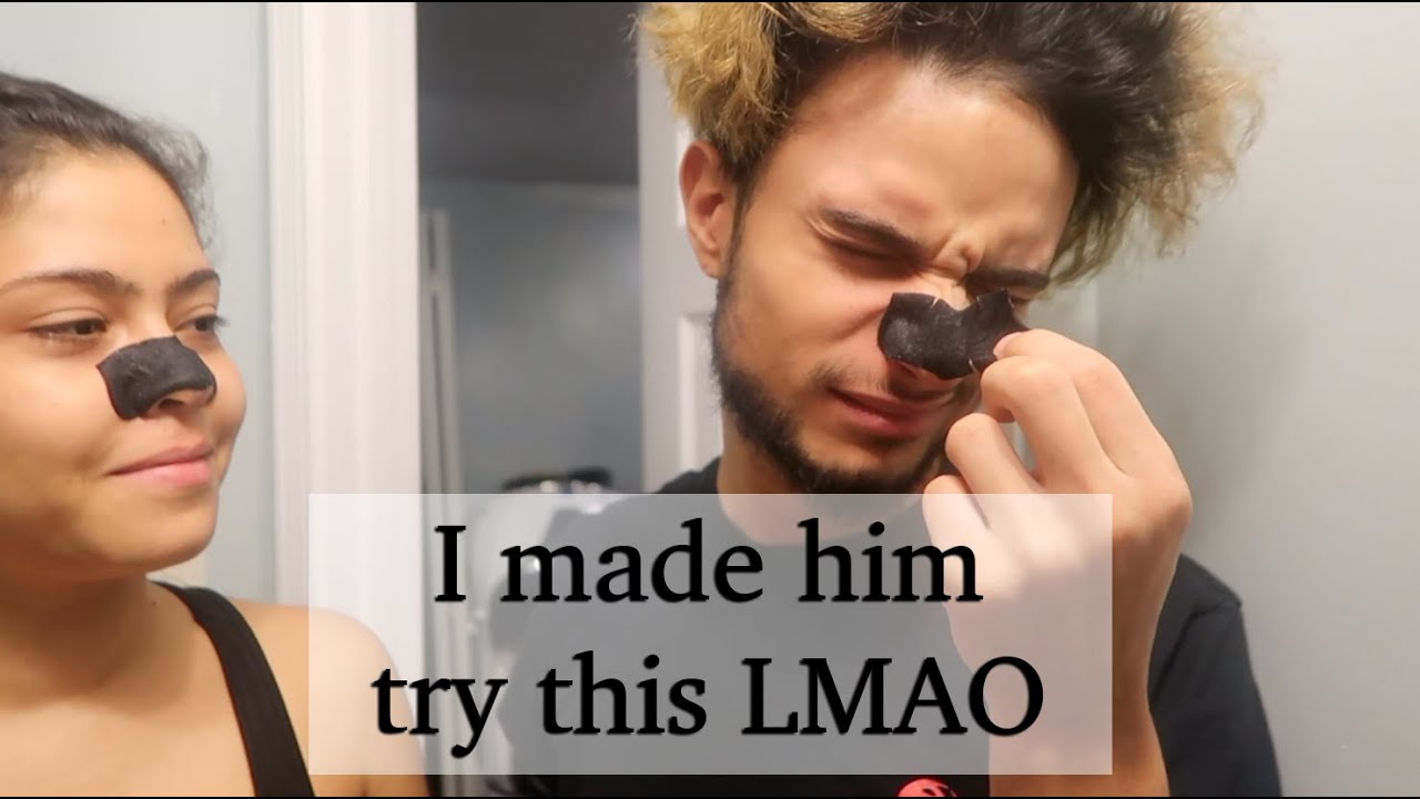 Making my boyfriend try a pore strip for the first time! - YouTube
