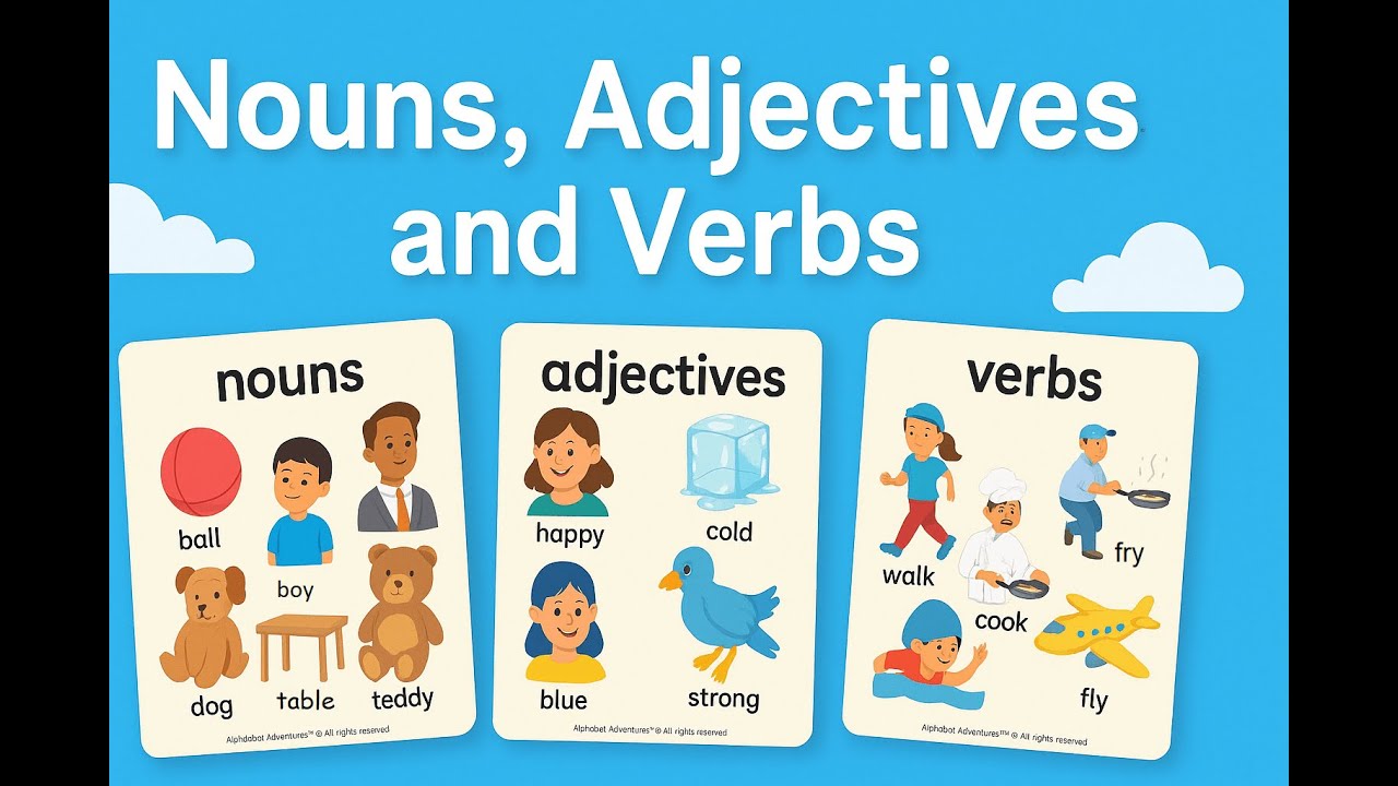Nouns, Adjectives & Verbs Song Slow Version Learn Grammar with Music ...