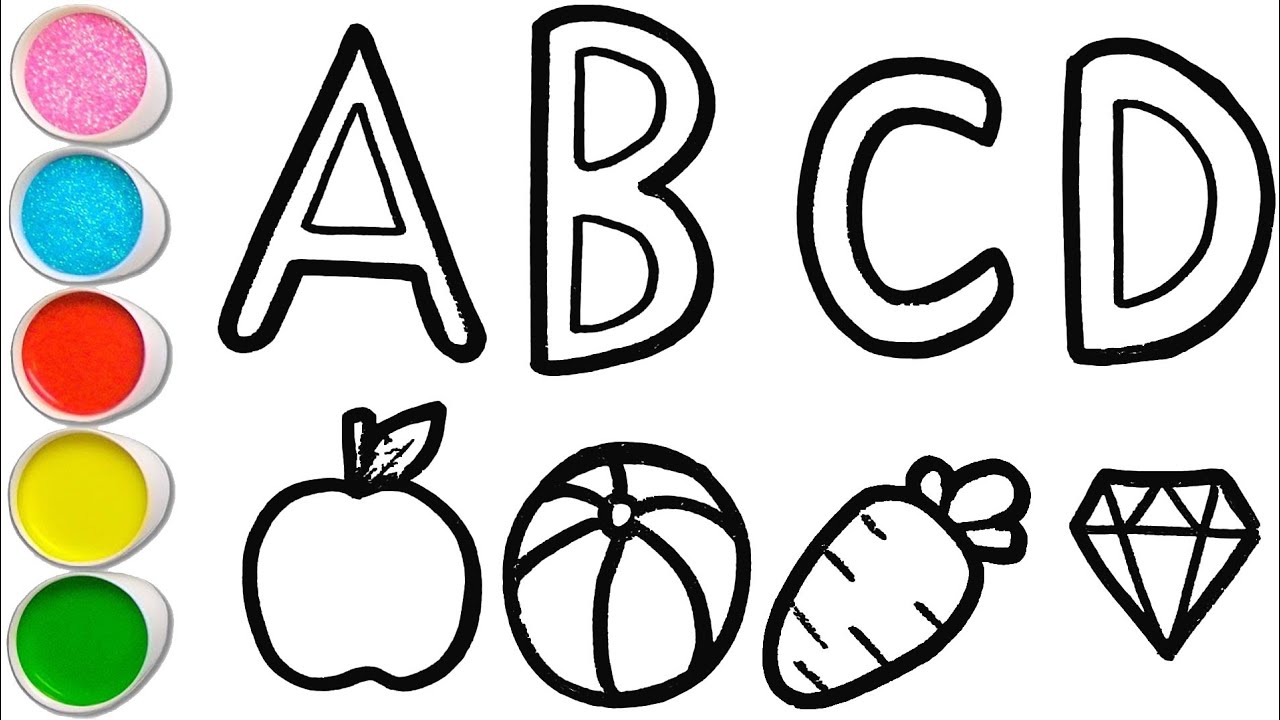 Let's Draw and Paint ABCD Easily Together | Painting, Coloring for ...