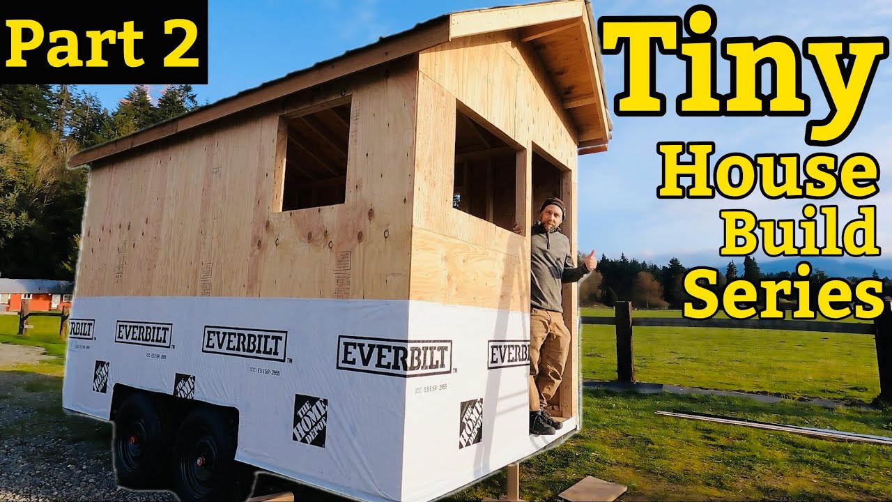 Building a tiny house mini cabin DIY trailer build Part 2 - YouTube