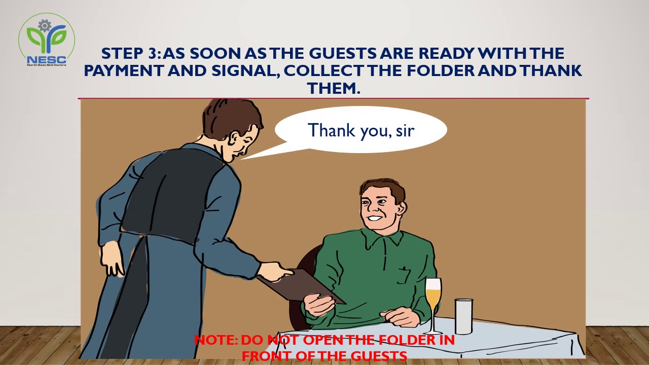 Present Bill to Guests Food & Beverage Service - YouTube