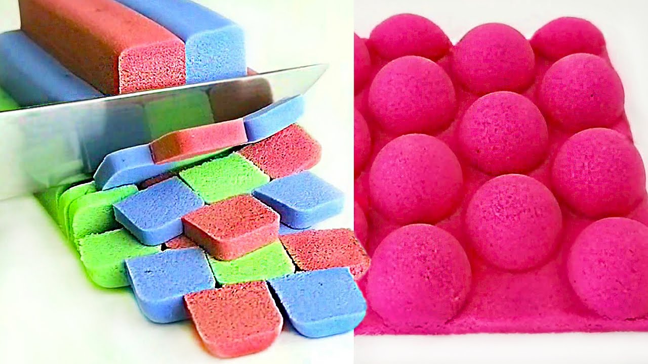 Very Satisfying Relaxing Kinetic Sand ASMR 20 Cutting and Crunchy Sand ...