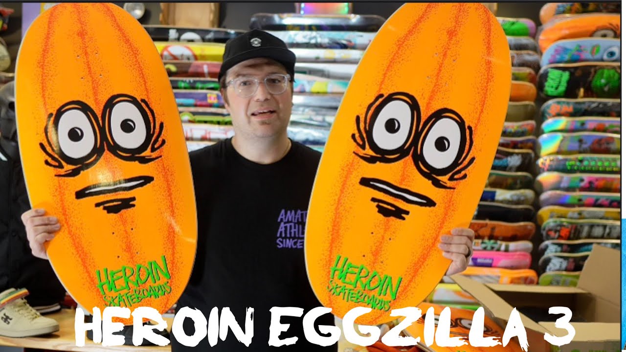 Heroin Skateboards Eggzilla 3 first look! New Heroin skateboards Holiday 24 drop Shelloween 2 ...