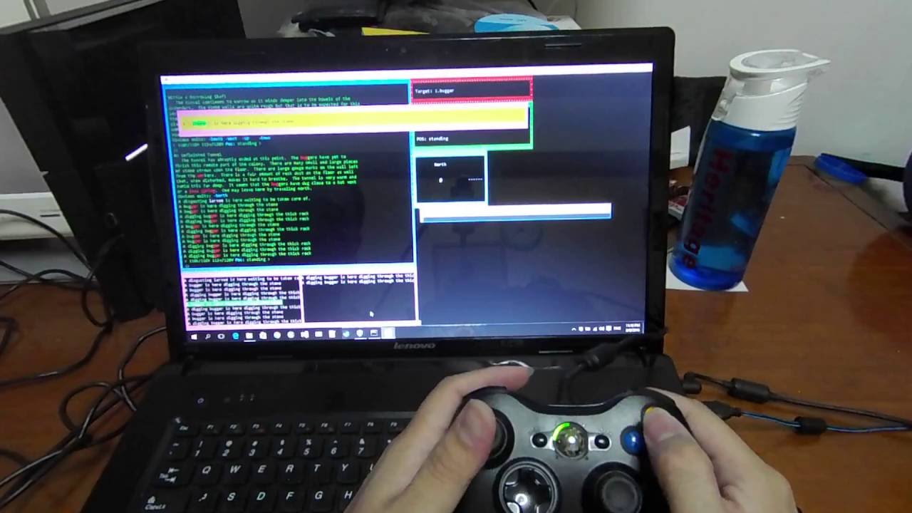 Playing text based MUD using xbox controller - YouTube