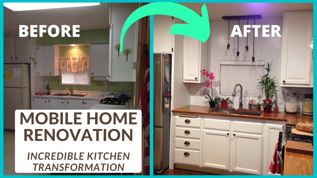KITCHEN REMODEL - MOBILE HOME RENOVATION and BEFORE Mini House Tour ...