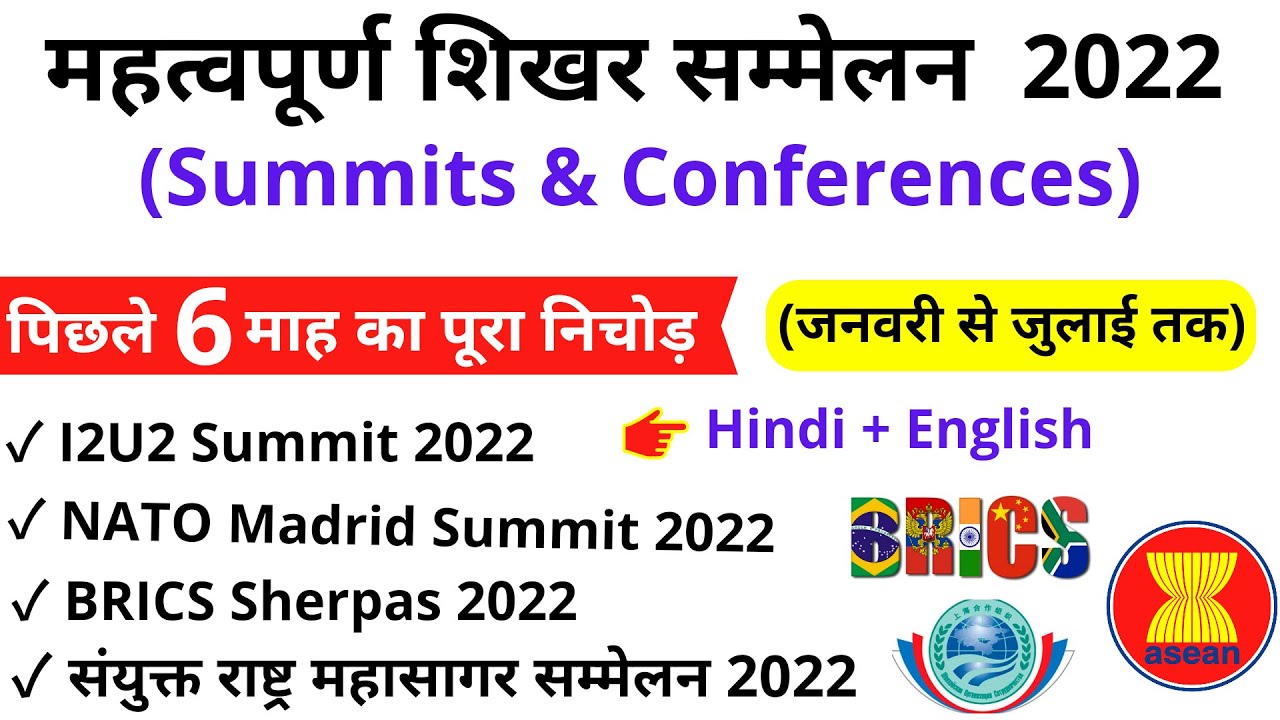 महत्वपूर्ण शिखर सम्मेलन 2022 | Important Summit and Conference 2022 ...