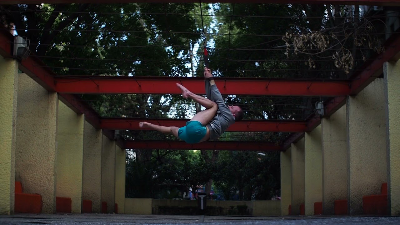 Man Spins Fast on Aerial Strap While Practising - 1199780 - YouTube