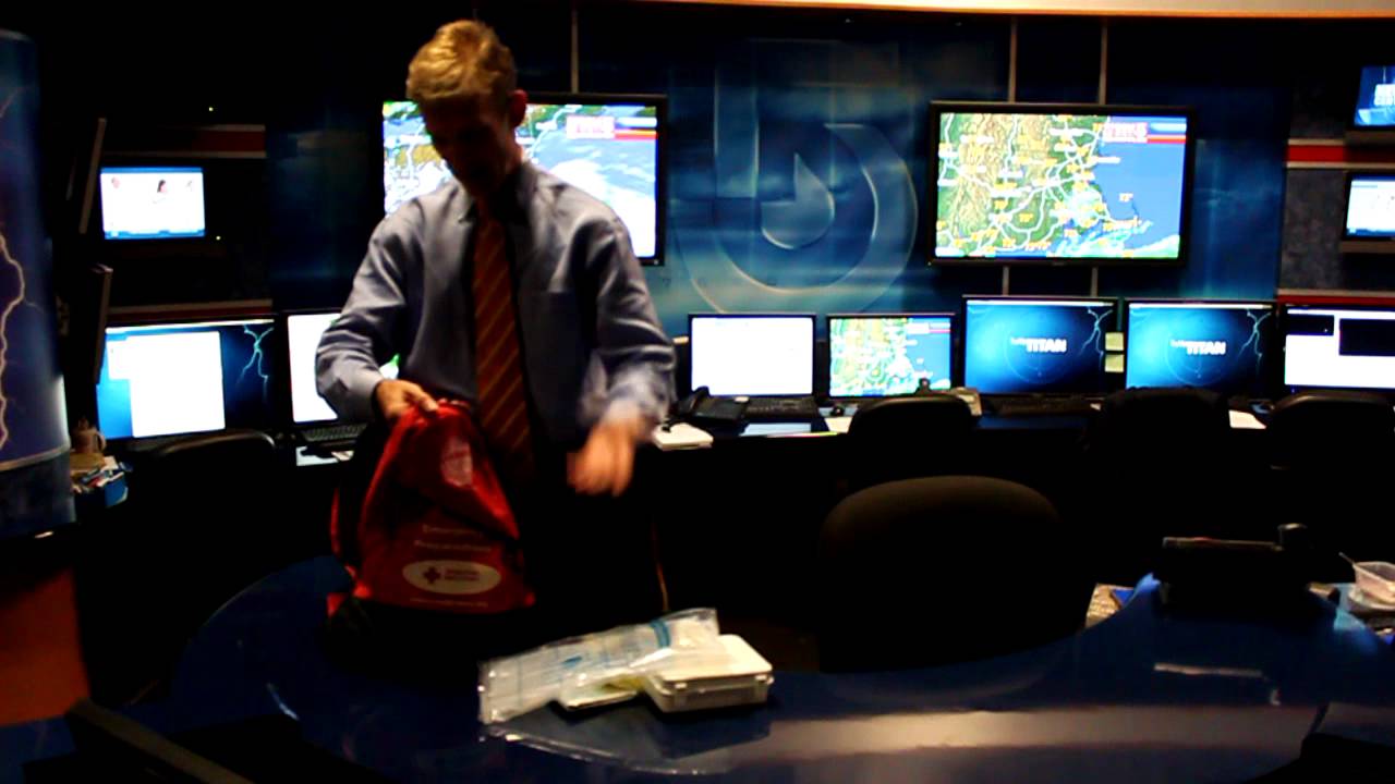 WCVB Meteorologist David Brown shows what's in his Red Cross "go bag ...