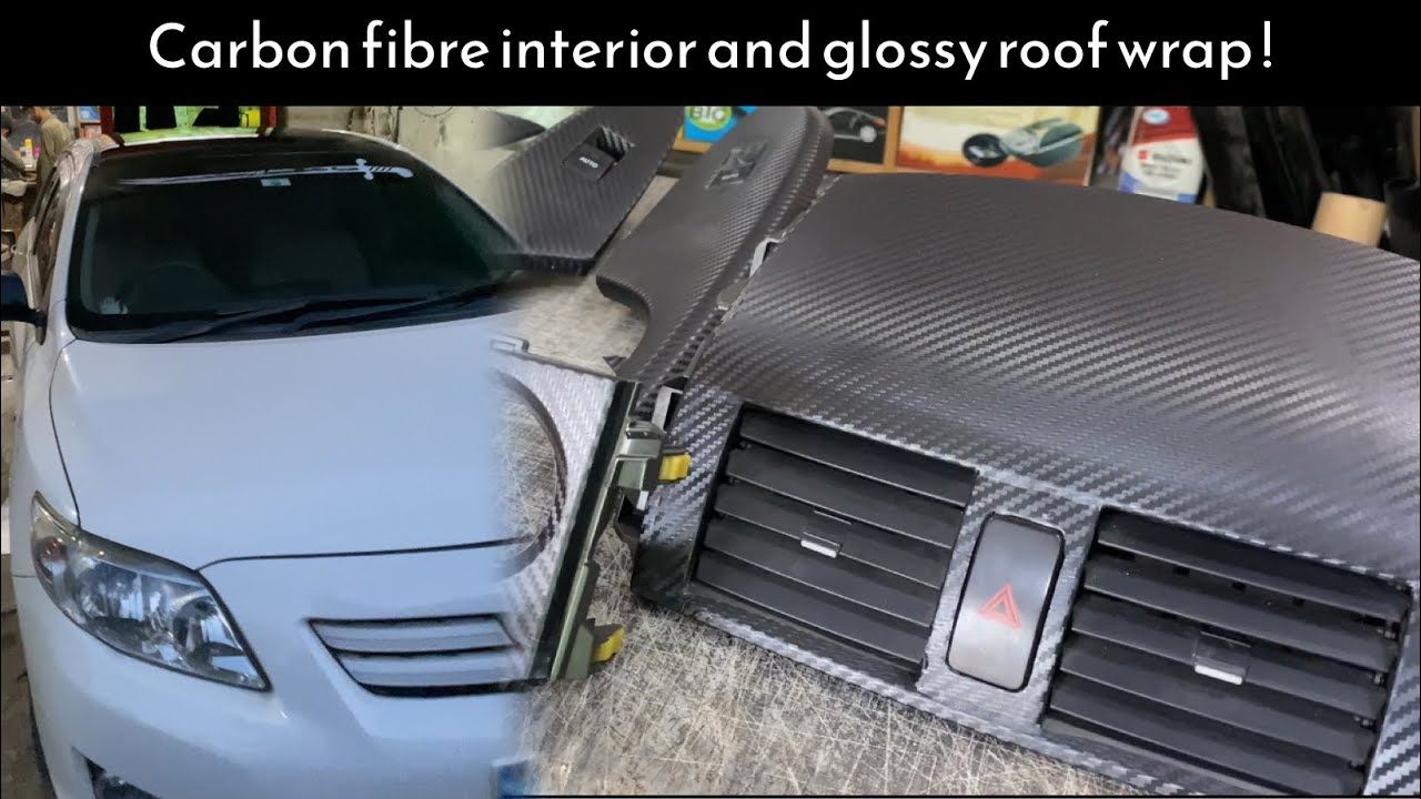 Interior carbon fibre wrap ! And glossy roof wrap done ! - YouTube
