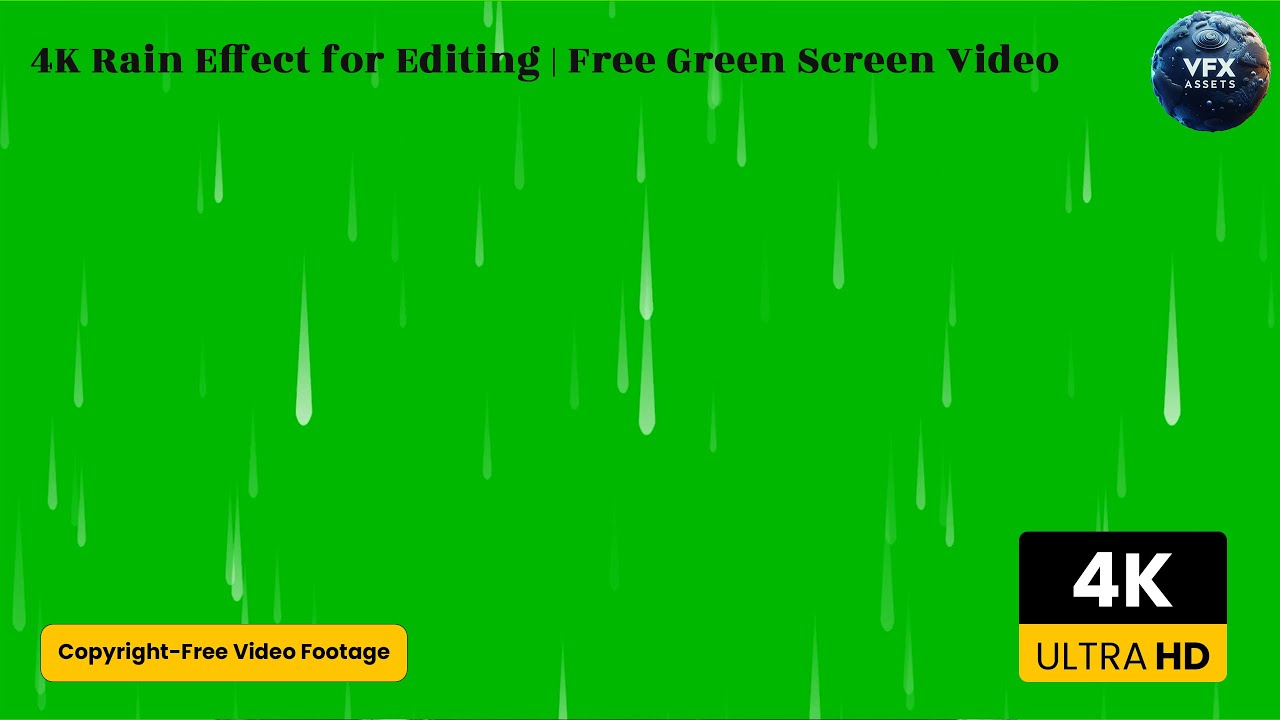 4K Rain Effect for Editing Free Green Screen Video | #greenscreen #rain ...