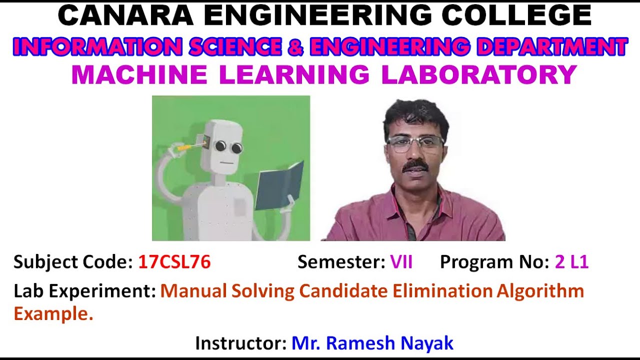 Vtu Machine Learning Lab17csl76 P2 L1 Manual Solving Candidate Elimination Algorithm Youtube