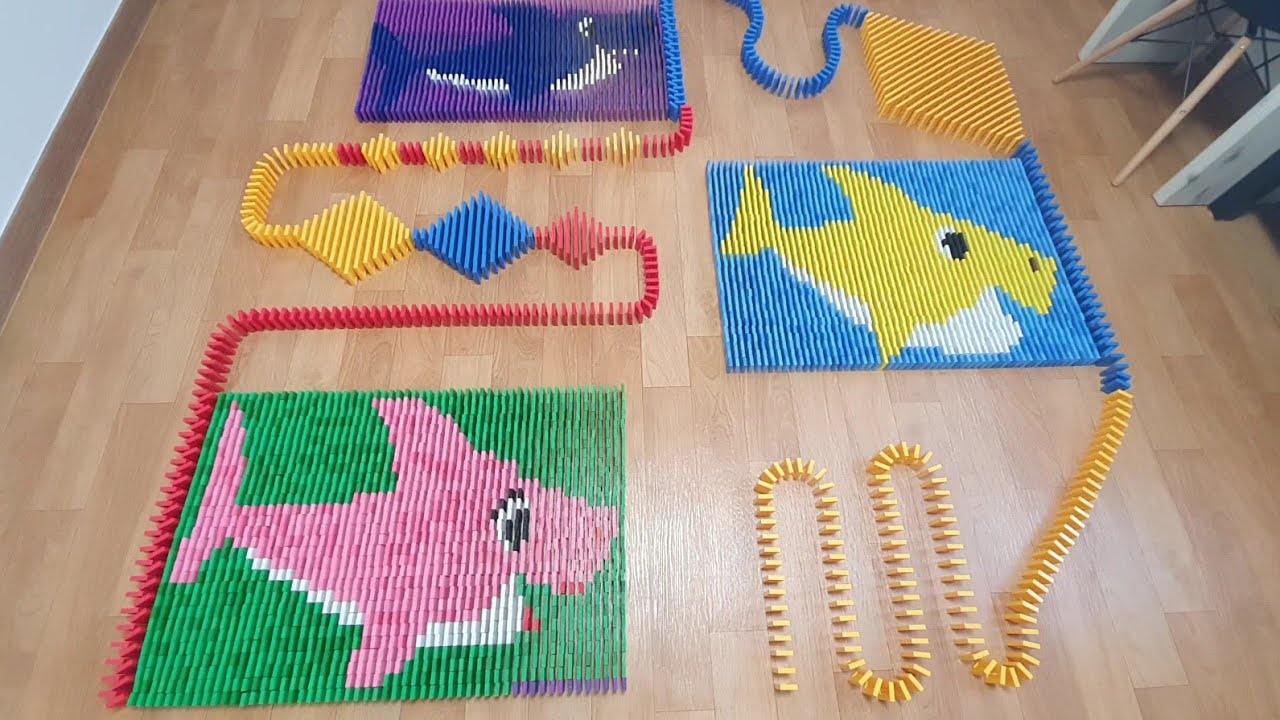 [도미노그림]Baby Shark! Mommy Shark! Daddy Shark! Domino!! // 아기상어! 아빠상어! 엄마 ...