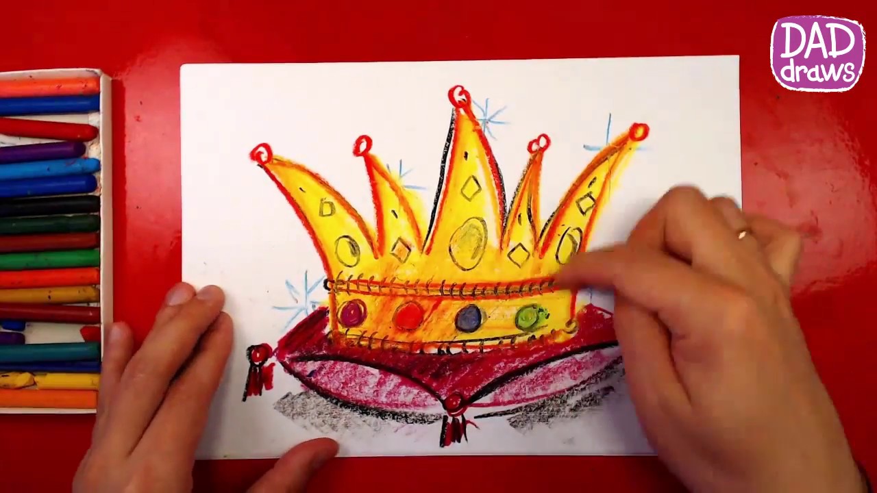 How to draw a Crown King / oil pastel / art for kids - YouTube