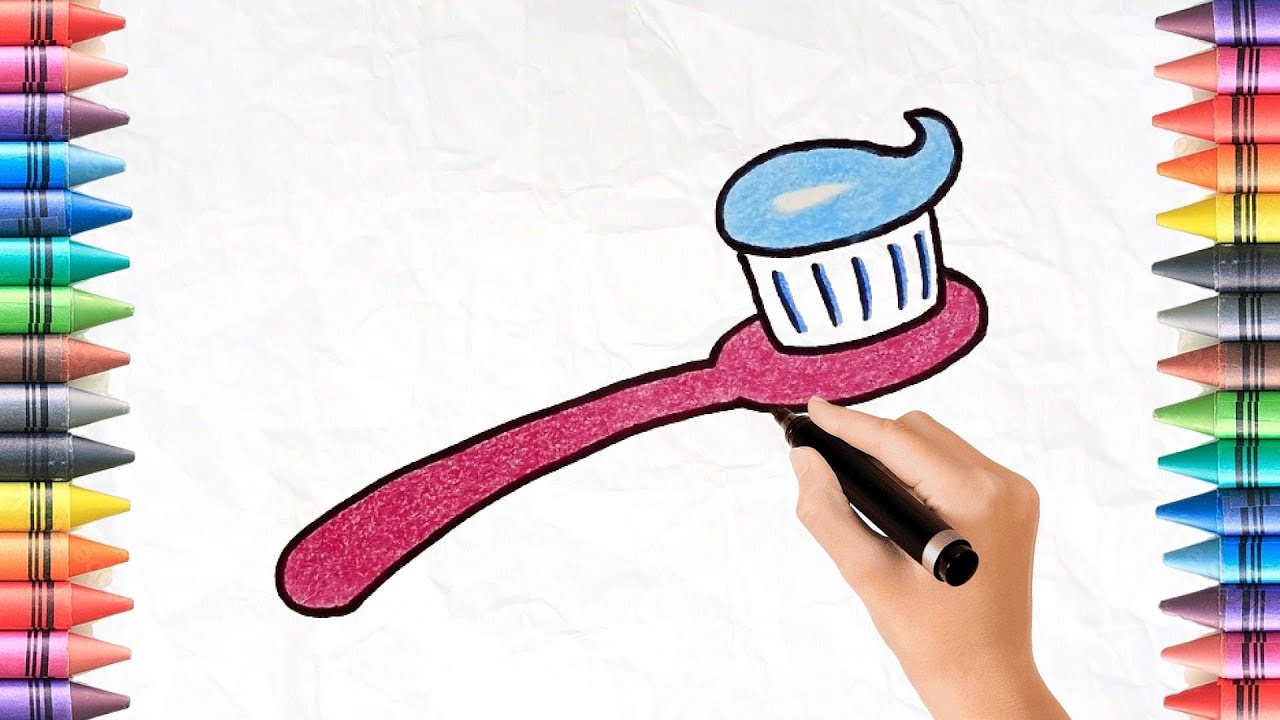 Toothbrush Drawing and Coloring for kids | How to Draw a Toothbrush # ...