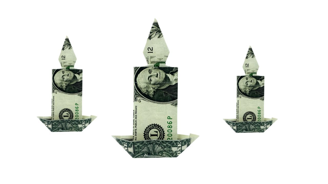 Money Origami Candle Origami Tutorial - YouTube