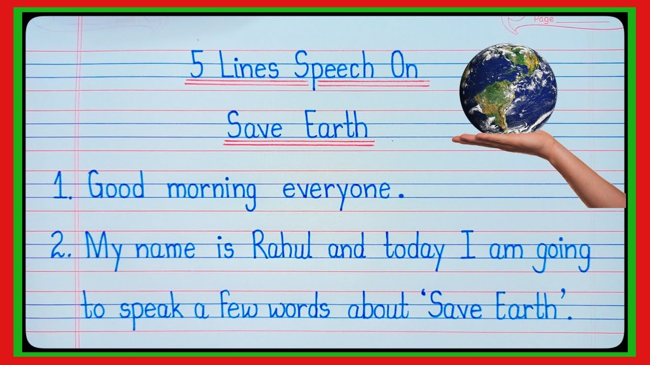 5 Lines Speech On Save Earth l Speech On World Earth Day l World Earth ...