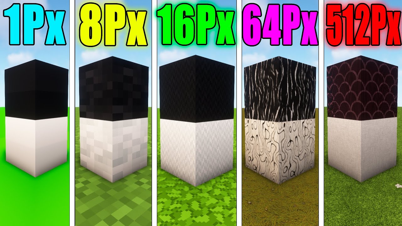 wool in 1px vs 8px vs 16px vs 64px vs 512px minecraft - YouTube