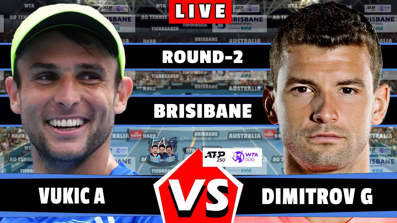 🔴LIVE: Aleksandar Vukic vs Grigor Dimitrov • Brisbane 2024 Round 3 ...