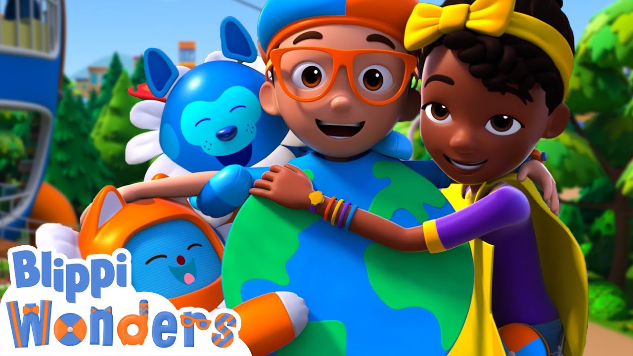 Blippi's Earth-Friendly Jam | Blippi Wonders Fun Cartoons | Moonbug ...