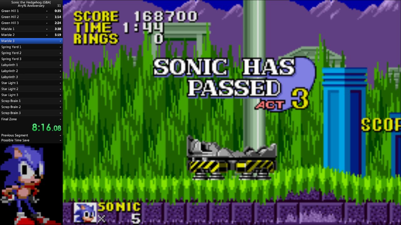 Sonic The Hedgehog Genesis (GBA) speedrun in 28:24 with commentary ...
