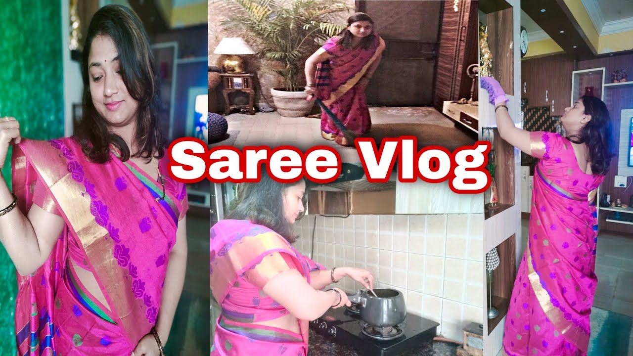 Saree Vlog🌻 Indian Mom Desi Style House Cleaning 🧹 And Cooking ...