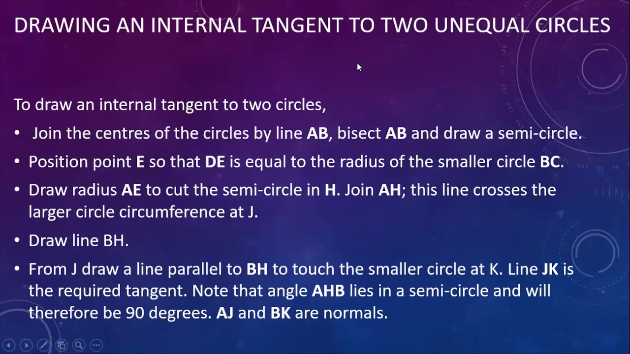Internal tangent to two unequal circles - YouTube