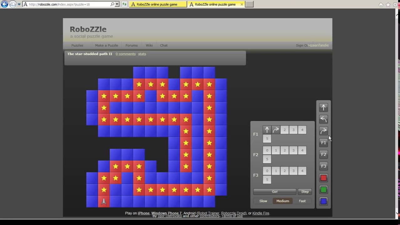 Puzzle 16 : The star-studded path II | Robozzle - YouTube