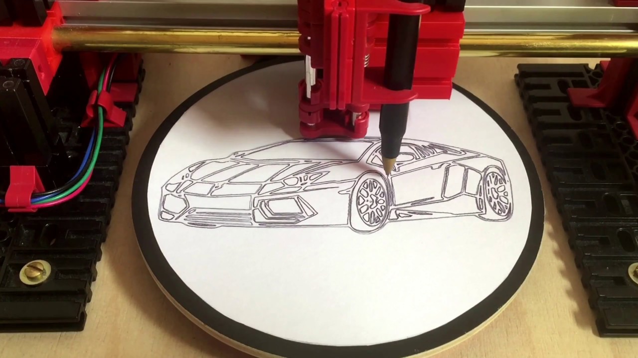 Polar drawing machine (Arduino + Fischertechnik) #4: Lamborghini ...