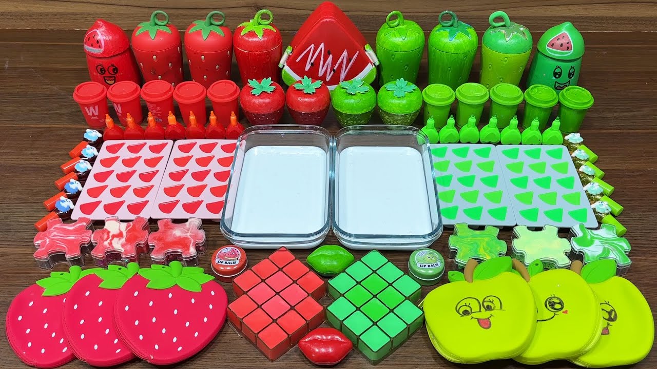 RED vs GREEN I Mixing random into Glossy Slime I Relax with videos ...