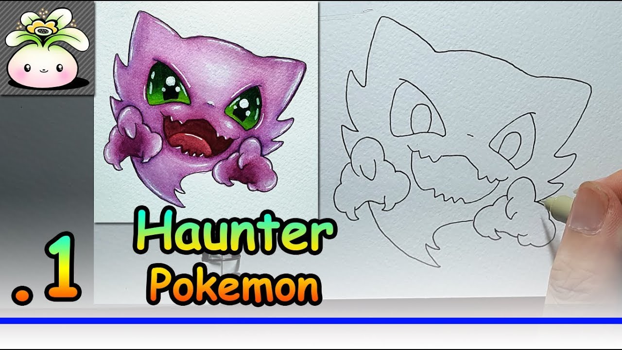 Illustration Art | How to draw cute Haunter Pokemon - P1 Sketch ...