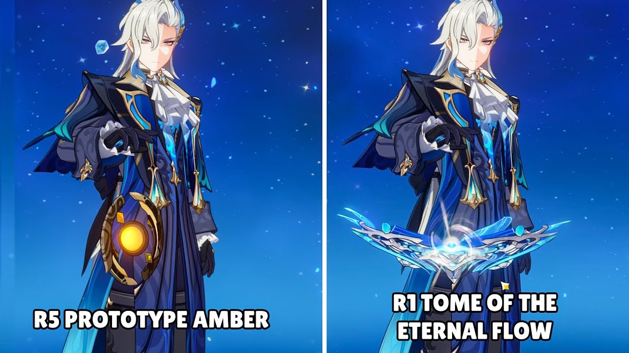 R5 Prototype amber vs R1 tome of eternal flow | C0 Neuvillette weapon comparison!! - Genshin ...