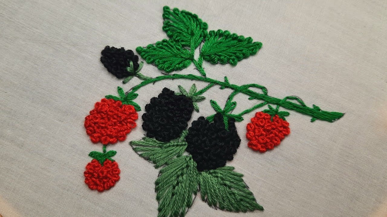 Amazing hand embroidery of blackberry bunch |How to embroider ...