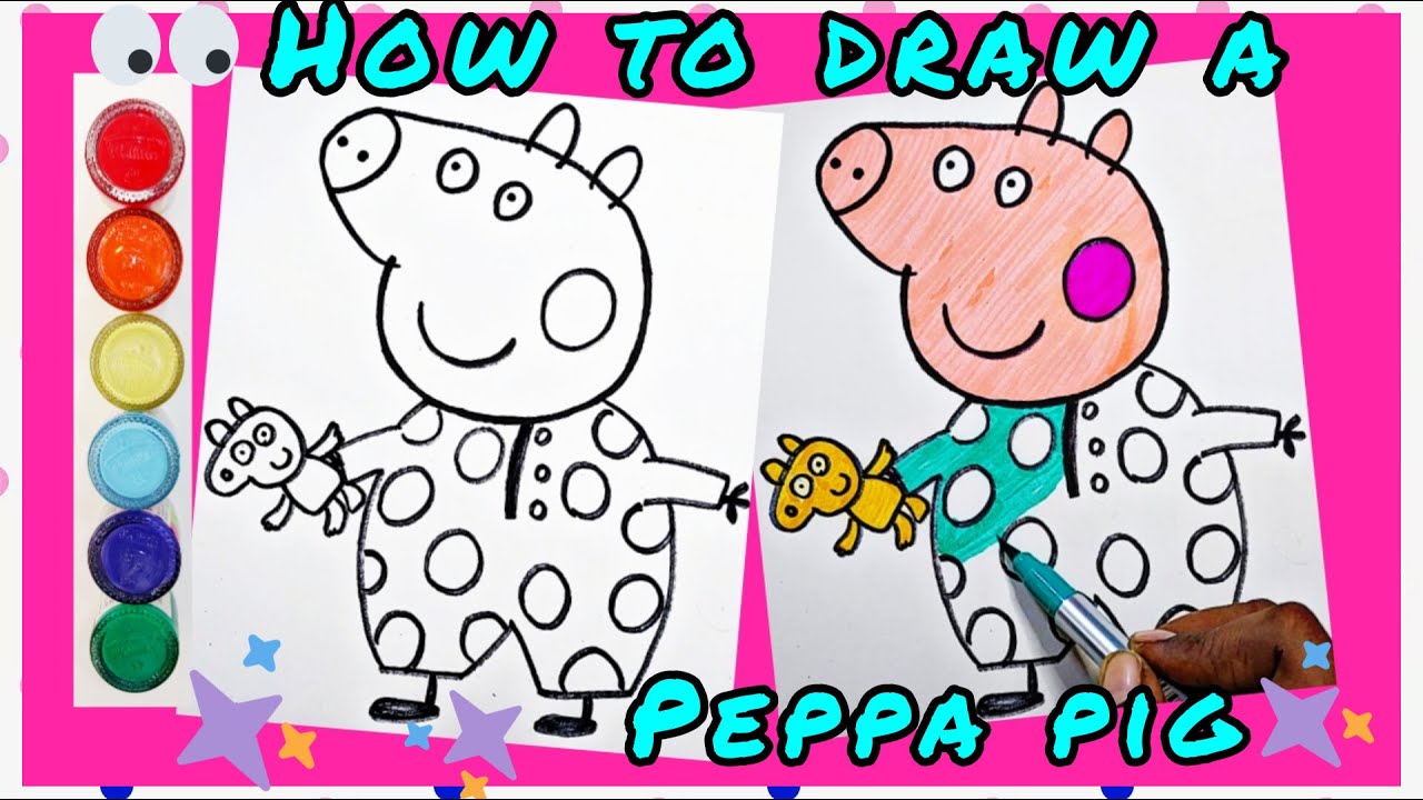 How to draw a peppa pig for kids | Easy drawing and coloring | Peppa ...