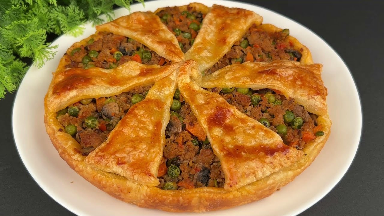 Savory Meat and Vegetable Tart, easy recipe for Lunch or Dinner - YouTube