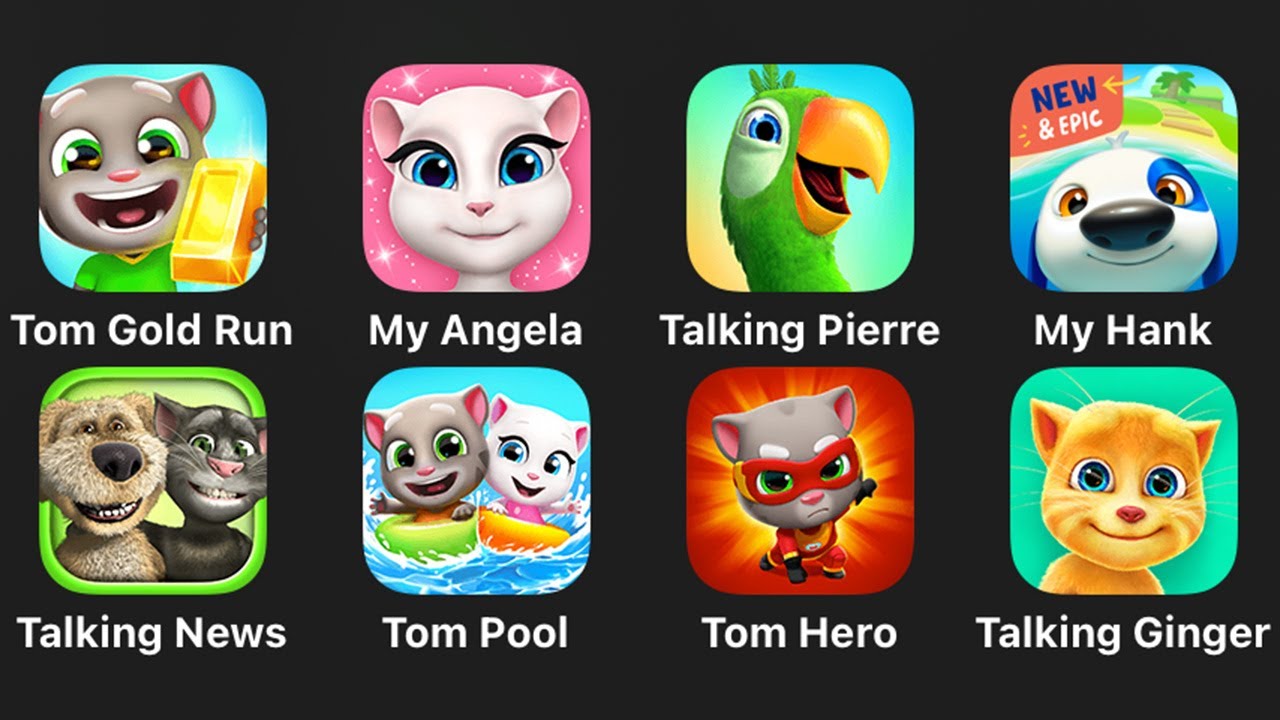 TALKING TOM: GOLD RUN,MY TALKING ANGELA,TALKING PIERRE,MY TALKING HANK ...