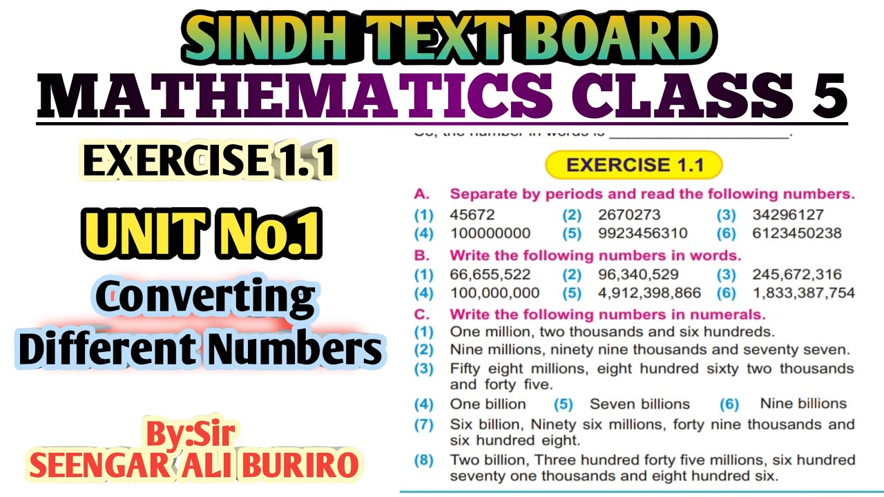 Change numbers into words | Exercise 1.1 Math class 5 | MATH Grade 5 ...
