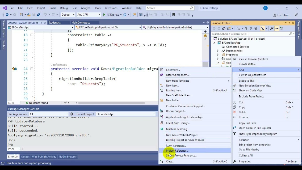 آموزش انتیتی فریم ورک کورentityframeworkcore Ef Core در دات نت کور Asp Core 3 1 5 Youtube