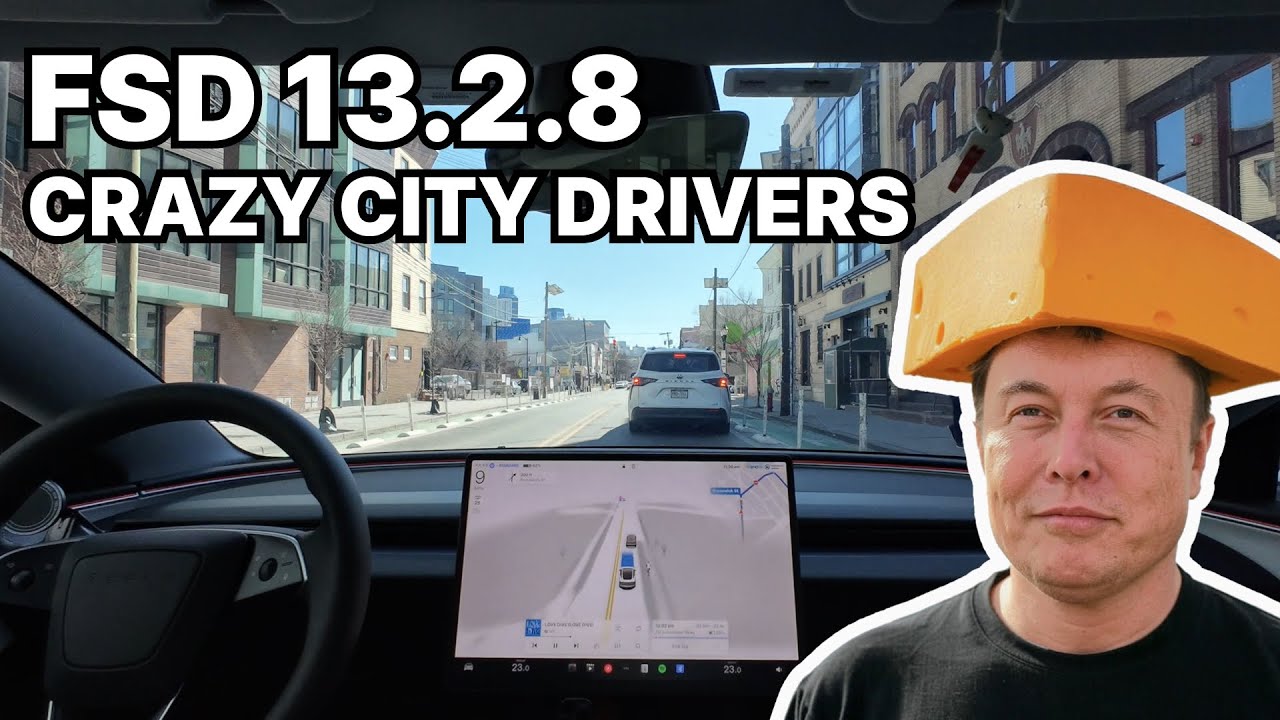 Tesla FSD 13.2.8 Crazy City Drivers | Full Drive + Commentary - YouTube