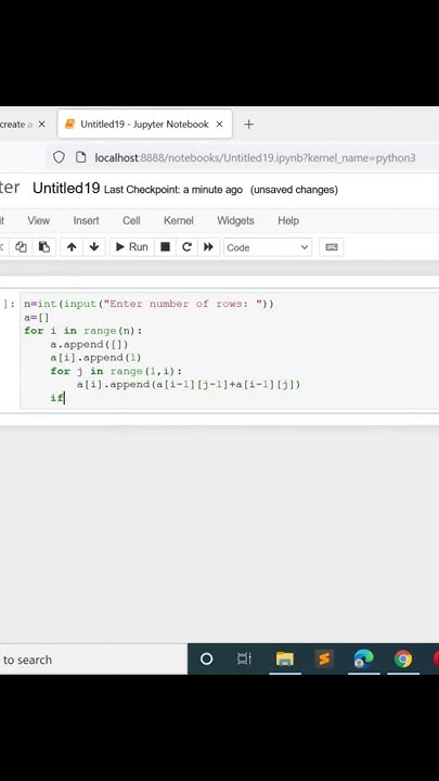 Python Program To Print The Pascals Triangle For N Number Of Rows Given By The User Youtube