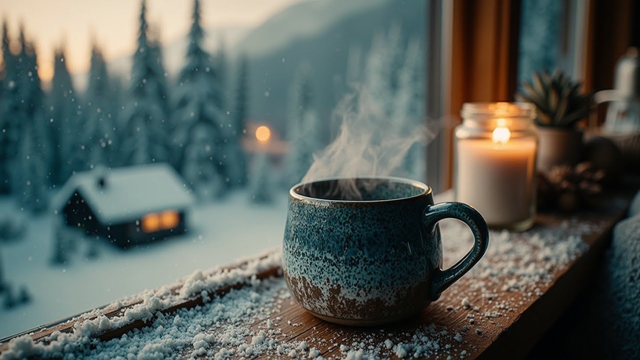 Cozy Winter Coffee Shop Ambience ~ Chill Jazz Instrumental for Relaxing ...