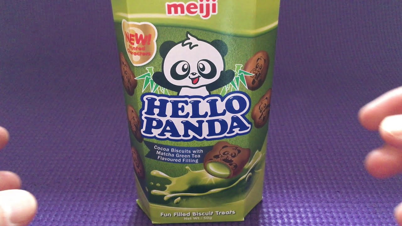 Hello Panda Matcha Green Tea Biscuits by Meiji - Unboxing - 4k - YouTube