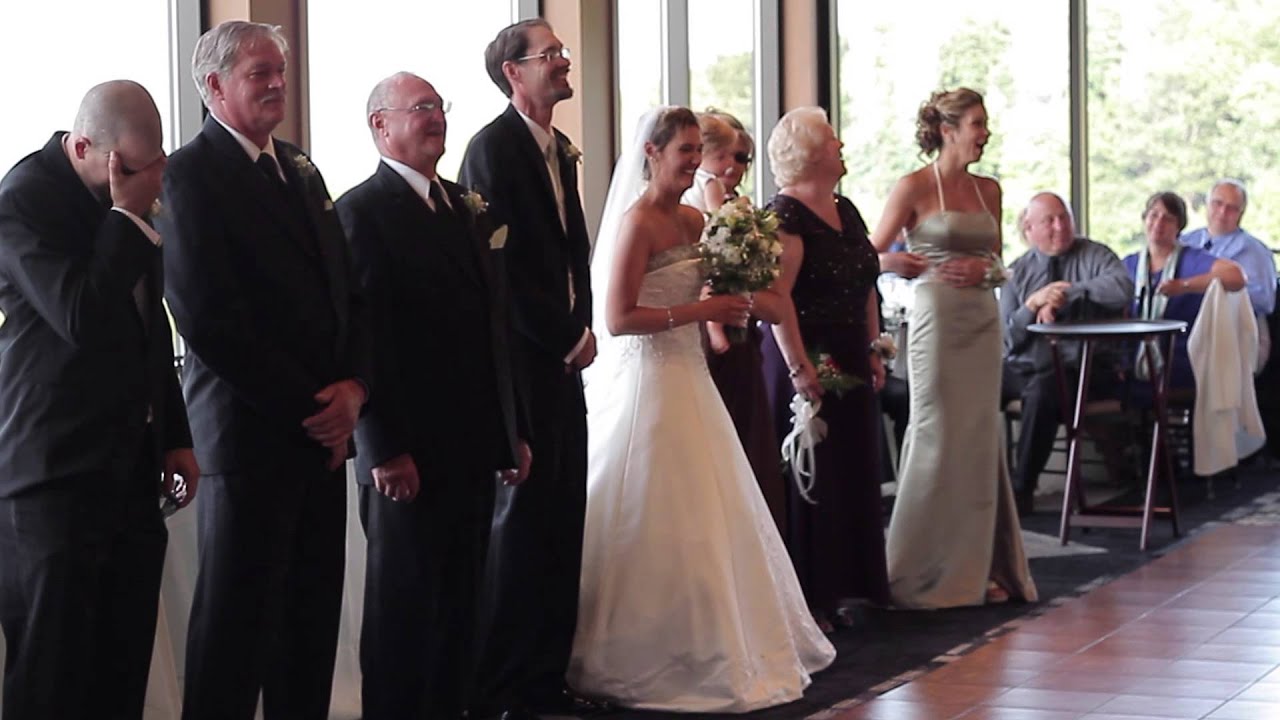 Wedding introductions with fun bridal party info! - YouTube