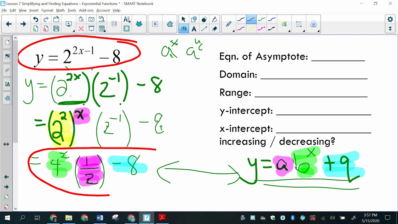 Lesson 3 Simplifying Exponential Equations VIDEO example #1 - YouTube