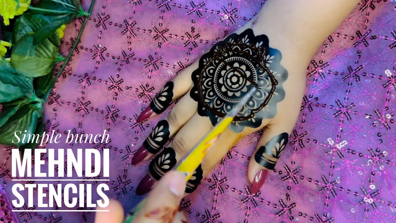 Simple bunch mehndi stencils so beautiful #stencils - YouTube