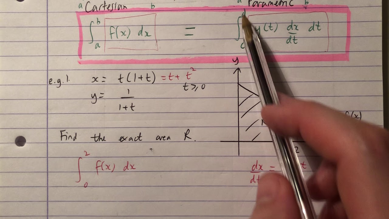 Year 12FM: 11.12 Integrating parametric curves (extra content) - YouTube
