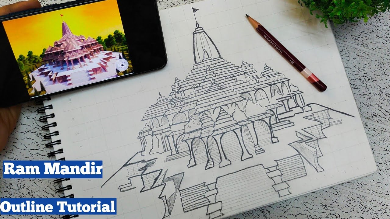 Ram mandir || Ram mandir drawing || Ayodhya Ram mandir drawing - YouTube