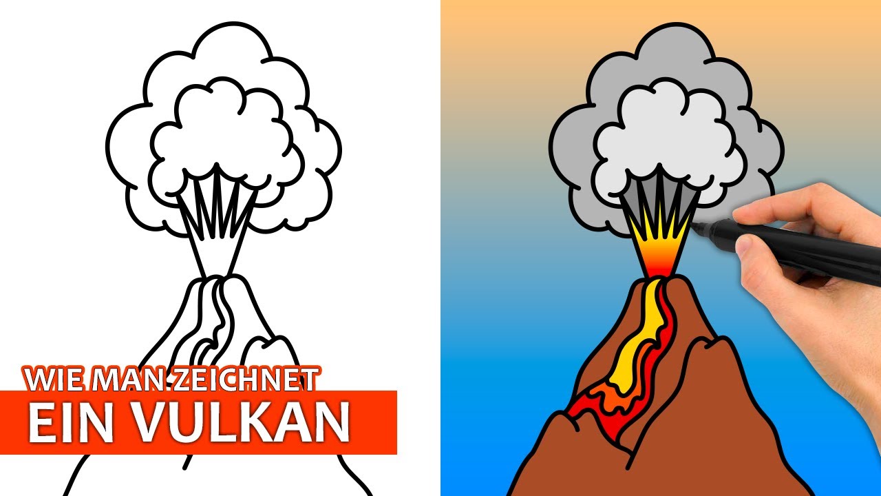 Wie Man Einen Vulkan Zeichnet (Einfaches Zeichentutorial) - YouTube