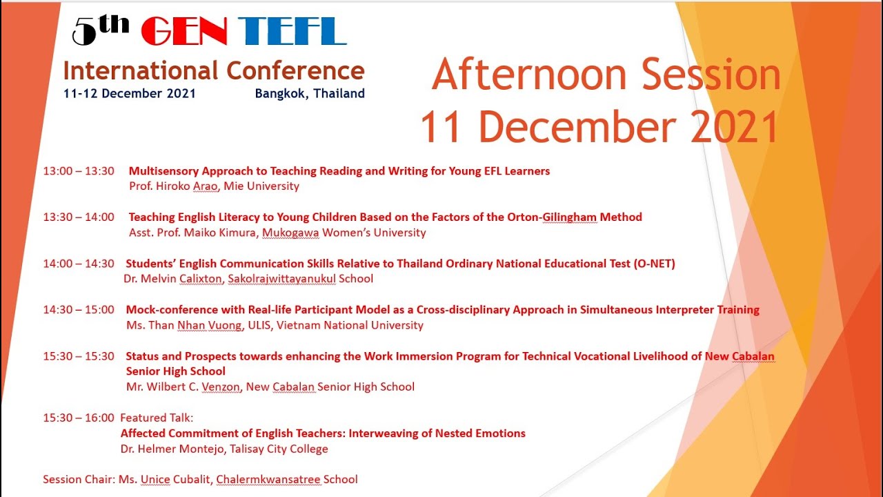 5th GEN TEFL International Conference Day 1 Afternoon Session - YouTube