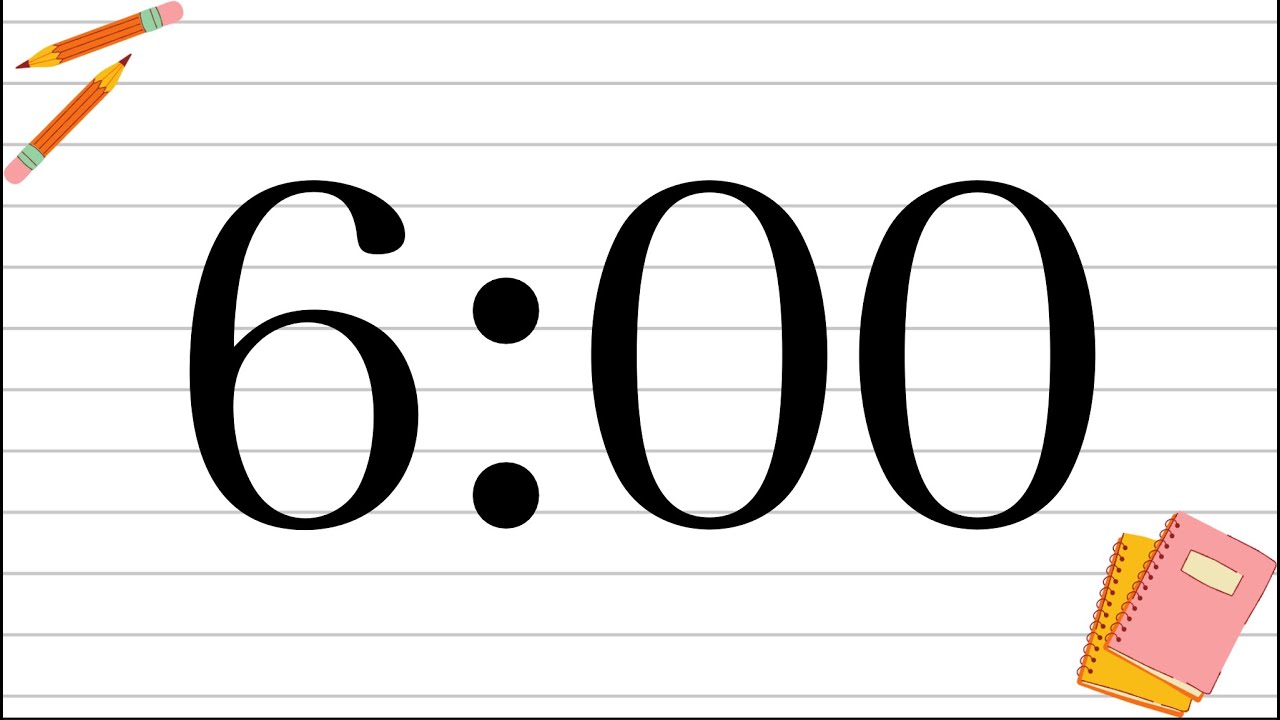 6 Minute School Notebook Timer (Piano Tones at End) - YouTube